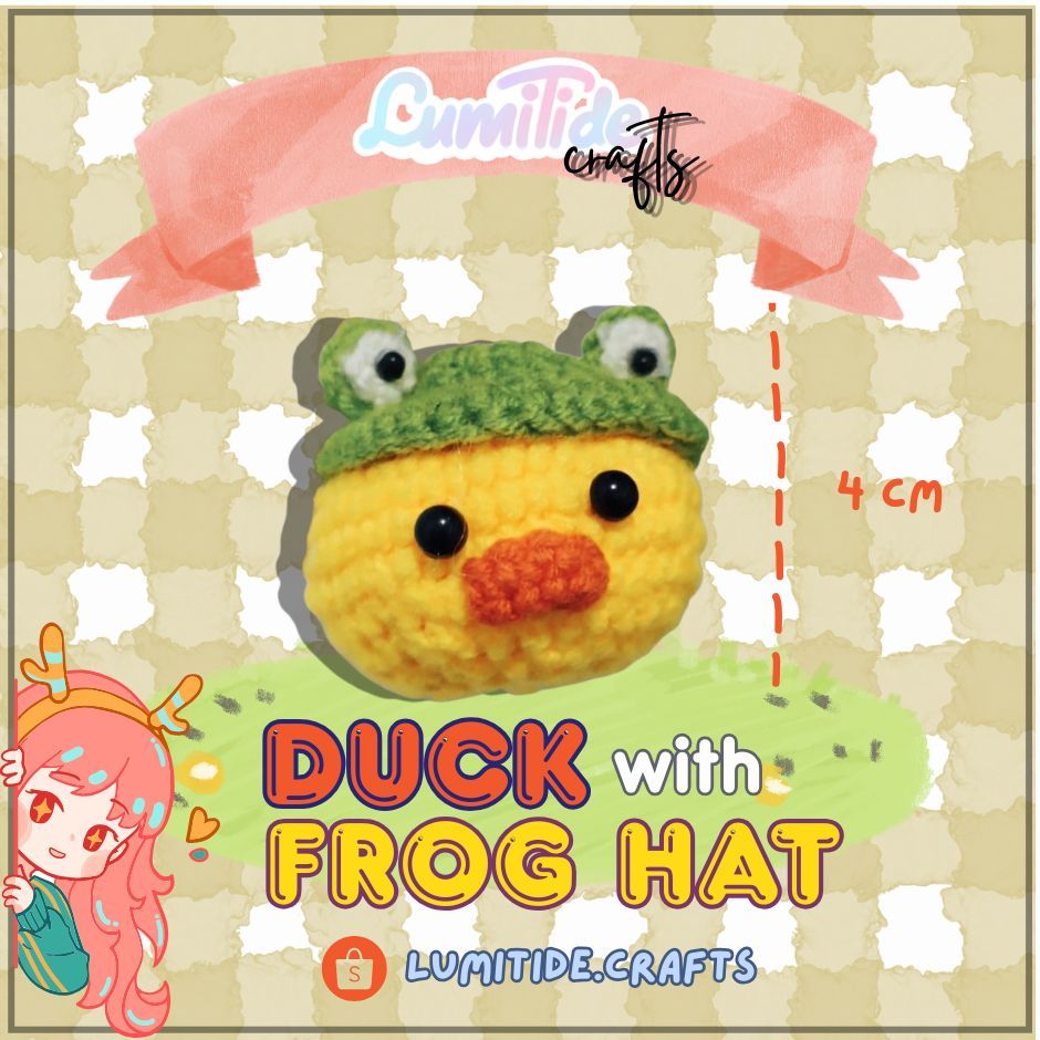 Jual Gantungan Rajut Bebek Topi Katak Handmade | Crochet Duck with Frog ...