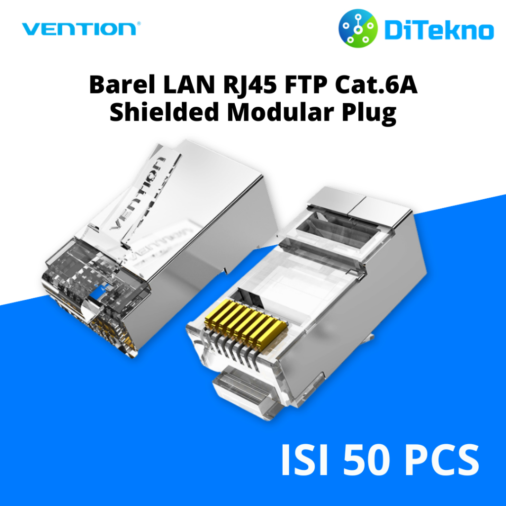 Jual Vention Barel LAN RJ45 FTP SFTP Cat6A Shielded Modular Plug isi 50 ...