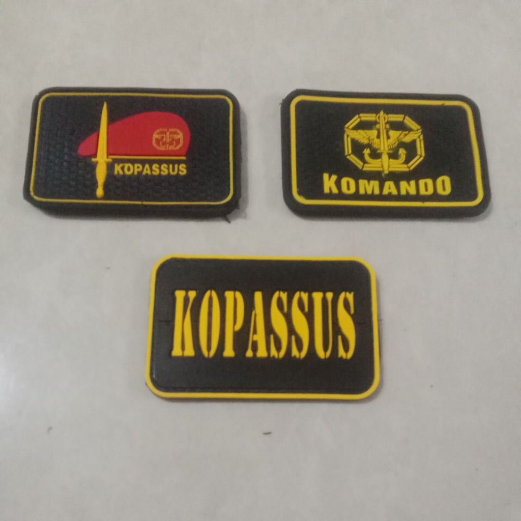 Jual patch rubber kopassus baret/komando pataka/kopassus tulisan kuning ...