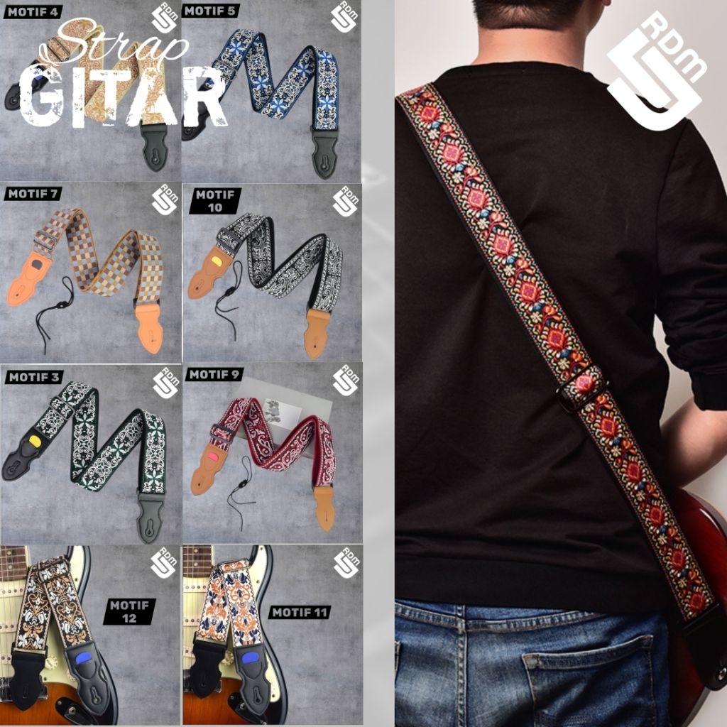 Jual strap gitar elektrik akustik premium motif batik tenun | Shopee ...