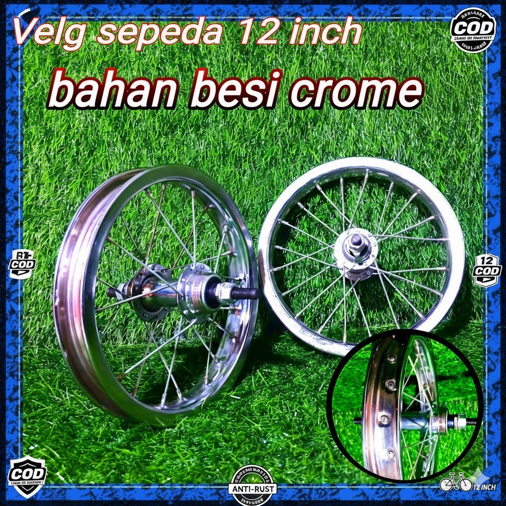 Jual velg peleg sepeda 12 inch full besi roda gerobak depan blakang ...