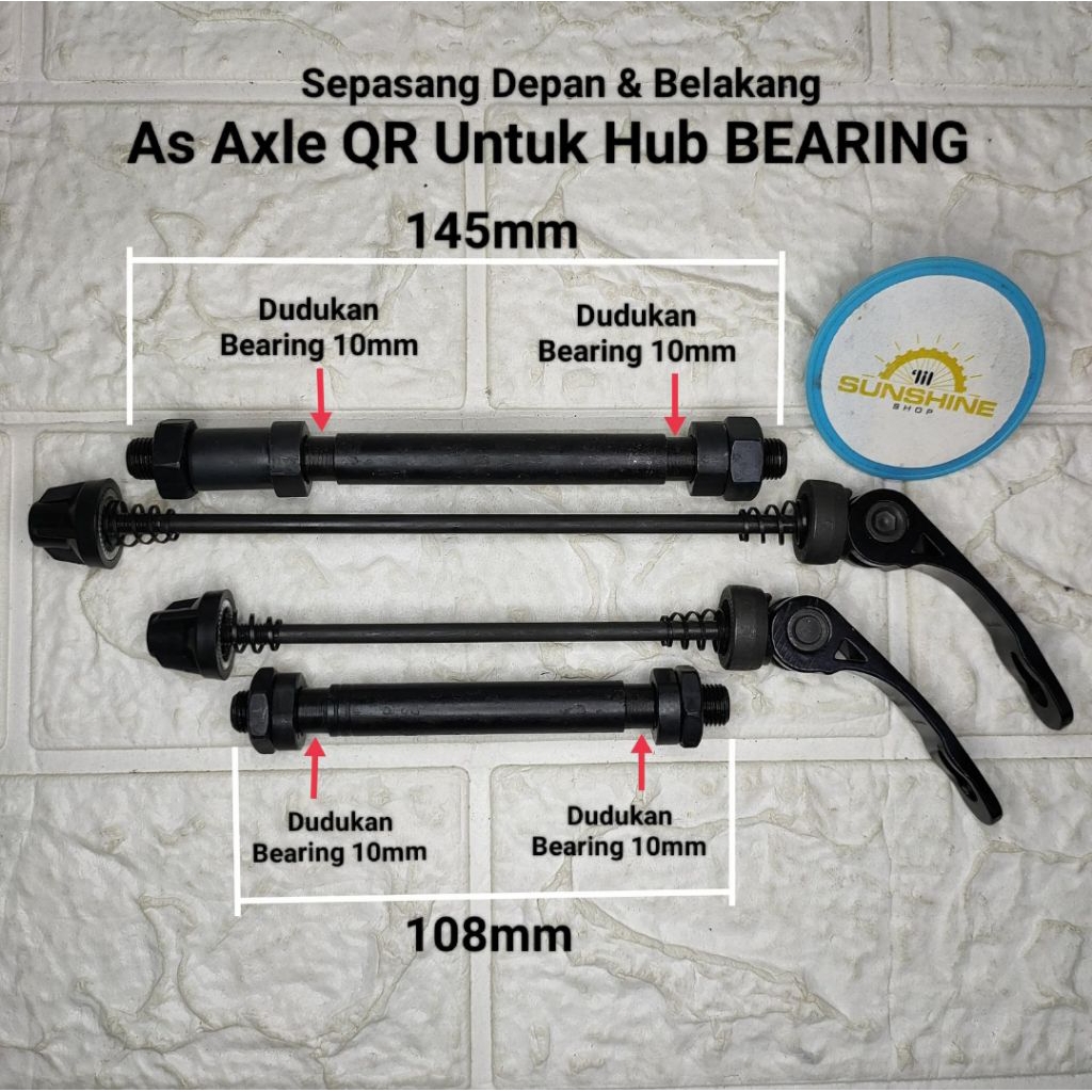 Jual As Axle QR Khusus BEARING Quick Release Depan Belakang untuk HUB ...