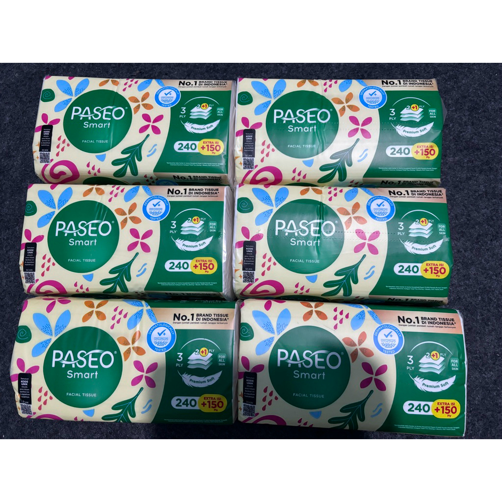 Jual PROMO 6 pack Paseo Smart exstra isi 240+150 paket hemat | Shopee ...