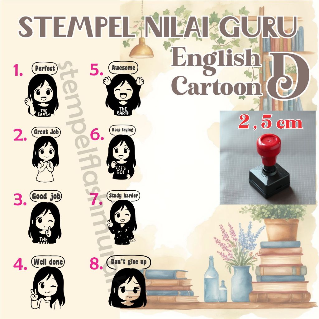 Jual stempel nilai guru english D cartoon inggris PAUD TK SD great good ...