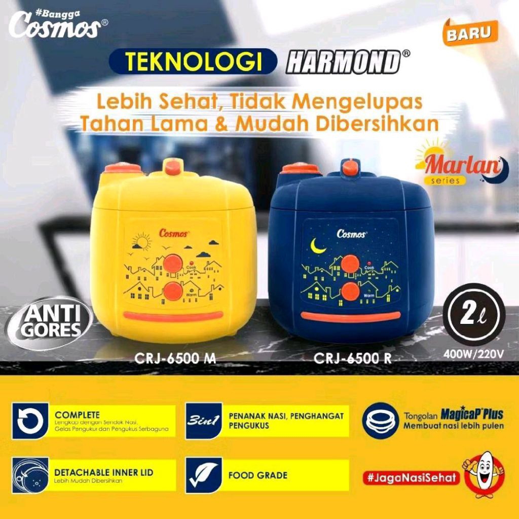 Jual COSMOS Rice Cooker | Magic Com 2 Liter Harmond Technology CRJ-6500 ...