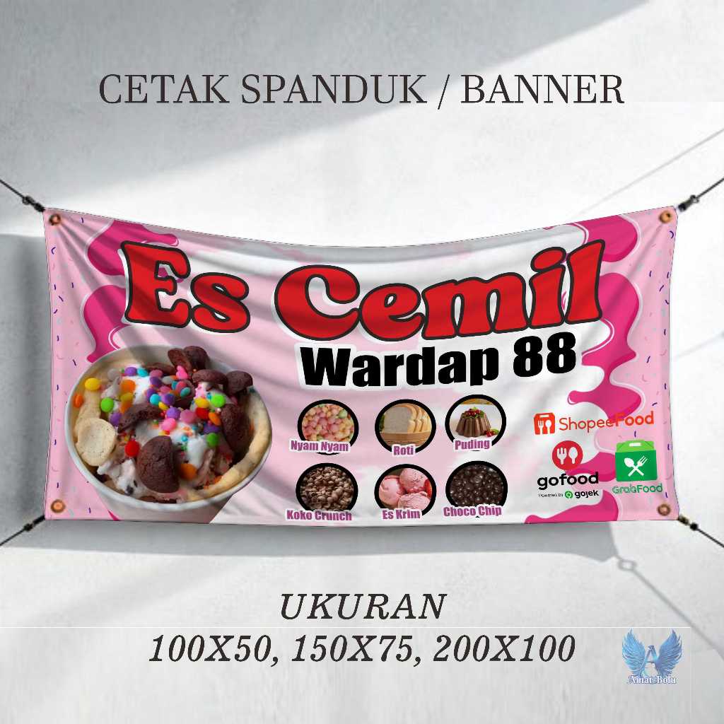 Jual Cetak Spanduk Banner ES CEMIL SEGAR Costom Desain | Shopee Indonesia