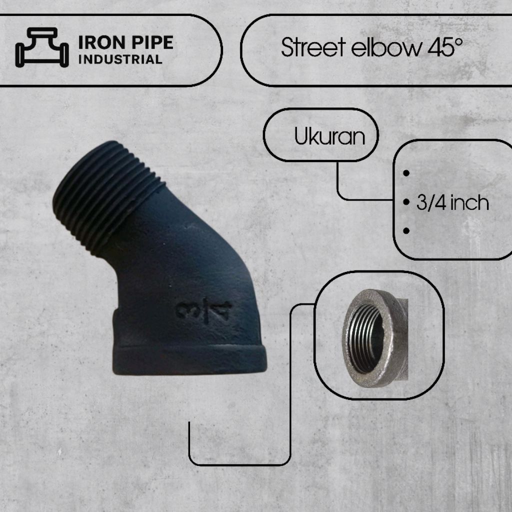 Jual Street Elbow 45° Besi Hitam 3/4 Inch | Shopee Indonesia