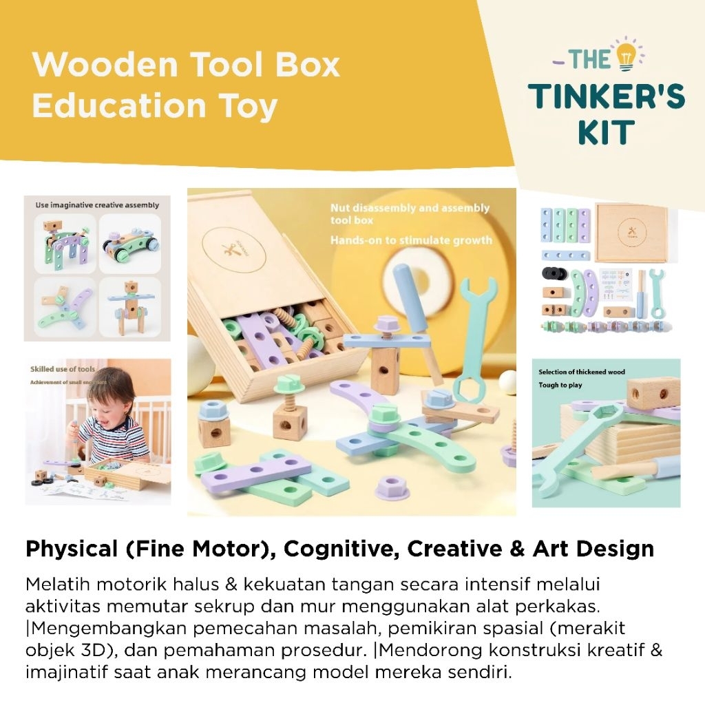Jual The Tinker's Kit - WOODEN TOOL BOX EDUCATION TOY - Mainan Edukasi ...