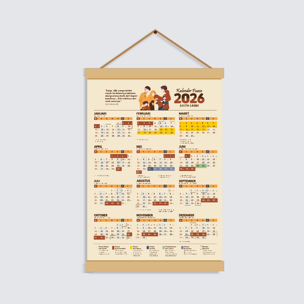 Jual Kalender Puasa 2026 Komplit Ukuran A3+ Hijriyah Kalender Bekam ...
