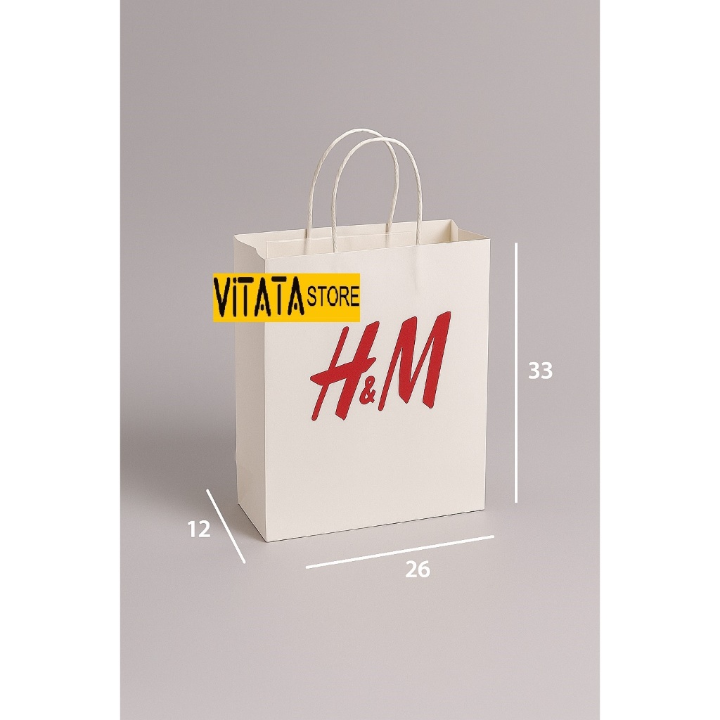 Jual Paper Bag Kado Putih Motif H&M Small Ramah Lingkungan Tas Kado dan ...