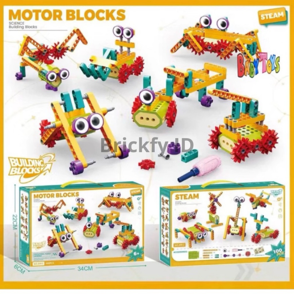 Jual Mainan Edukasi Robotik Motor Blocks STEAM 100 pcs – Robot Bergerak ...