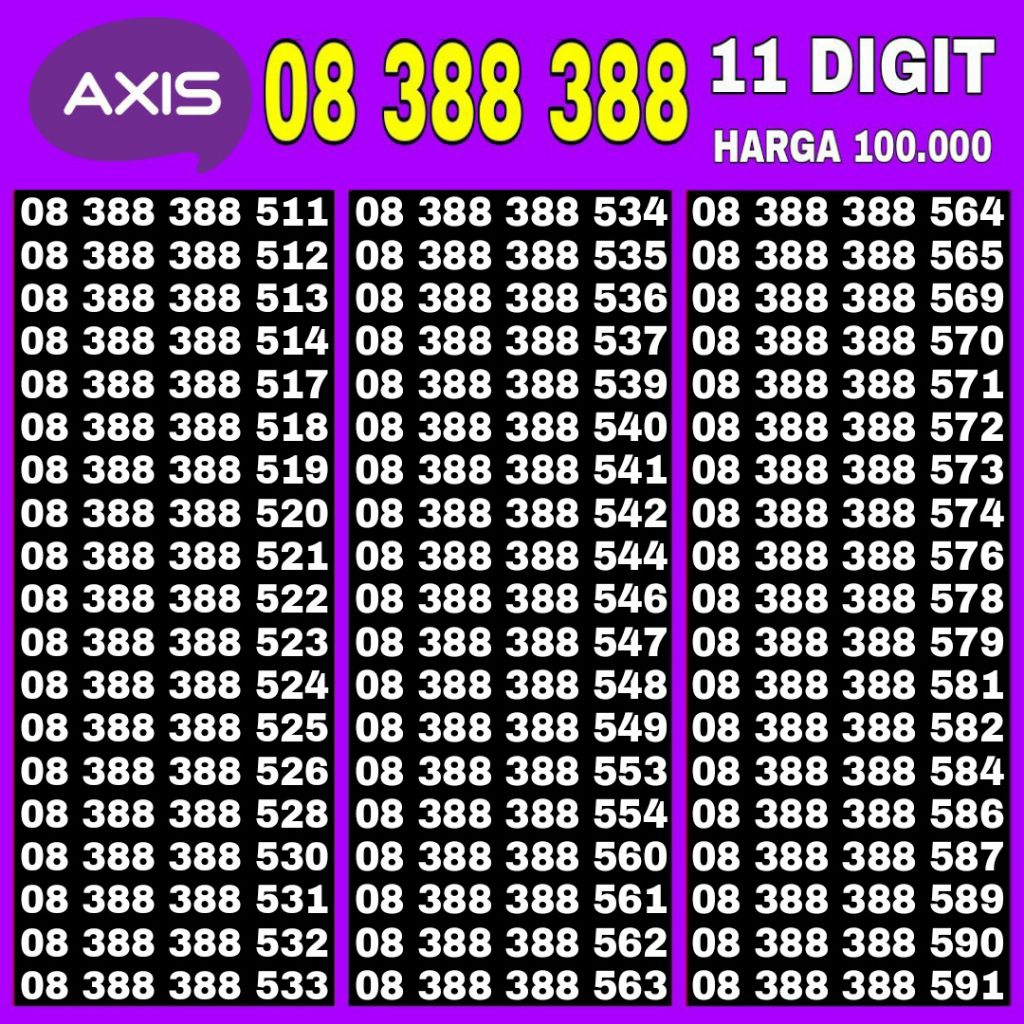 Jual Nomor Cantik Kartu Perdana Axis 4G 0838 - Kartu prabayar Axis 11 ...