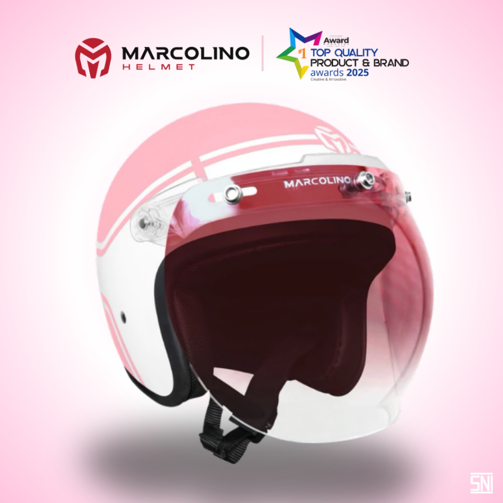 Jual Helm Wanita [ Sereno Pink Edition With Visor ] Marcolino Helmet ...