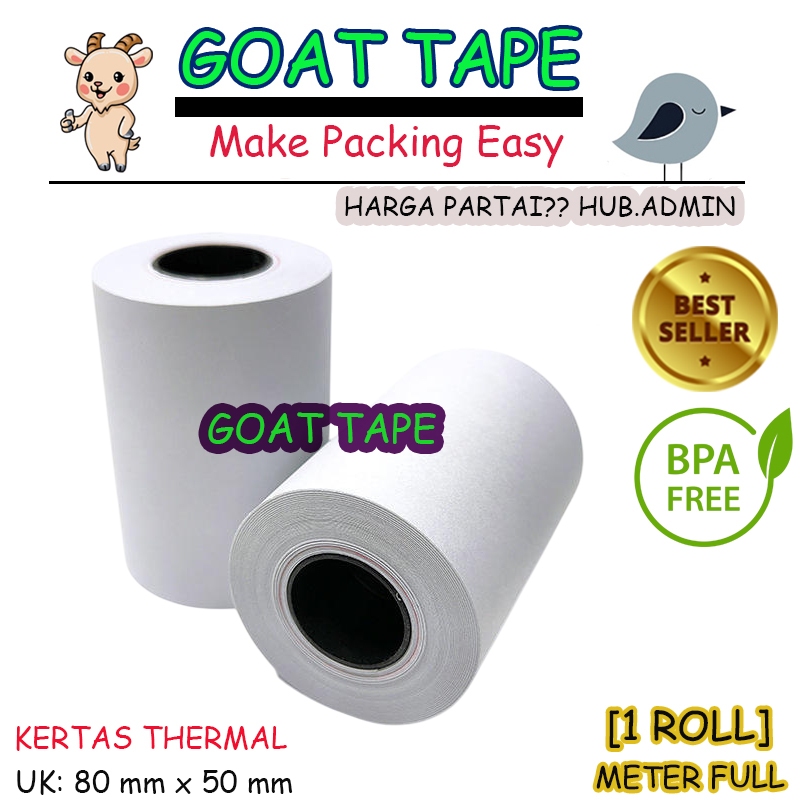 Jual Kertas Thermal Paper Roll Struk Kasir Register 80x50 / 80 x 50mm ...