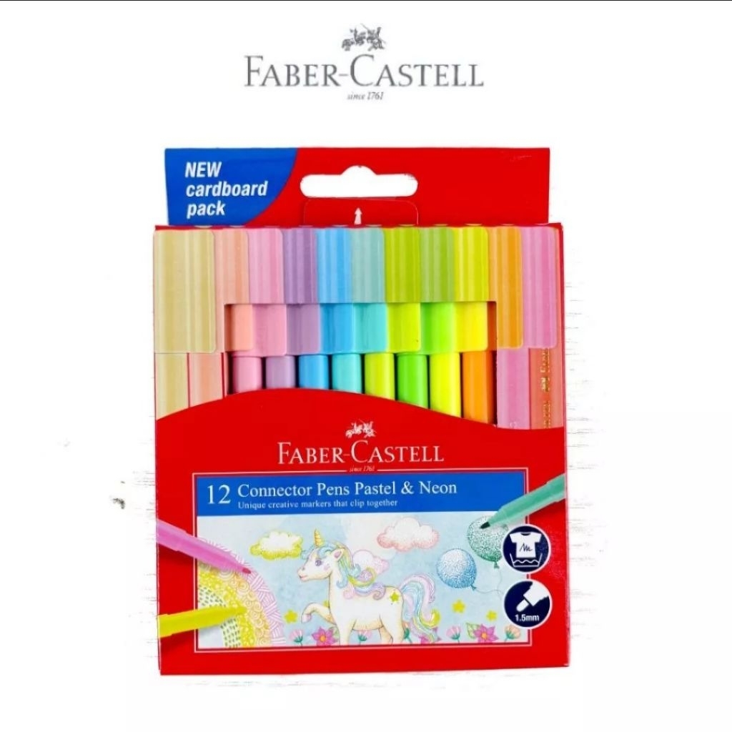 Jual Faber-Castell Spidol Warna Marker Connector Pen 12 Pastel Neon ...