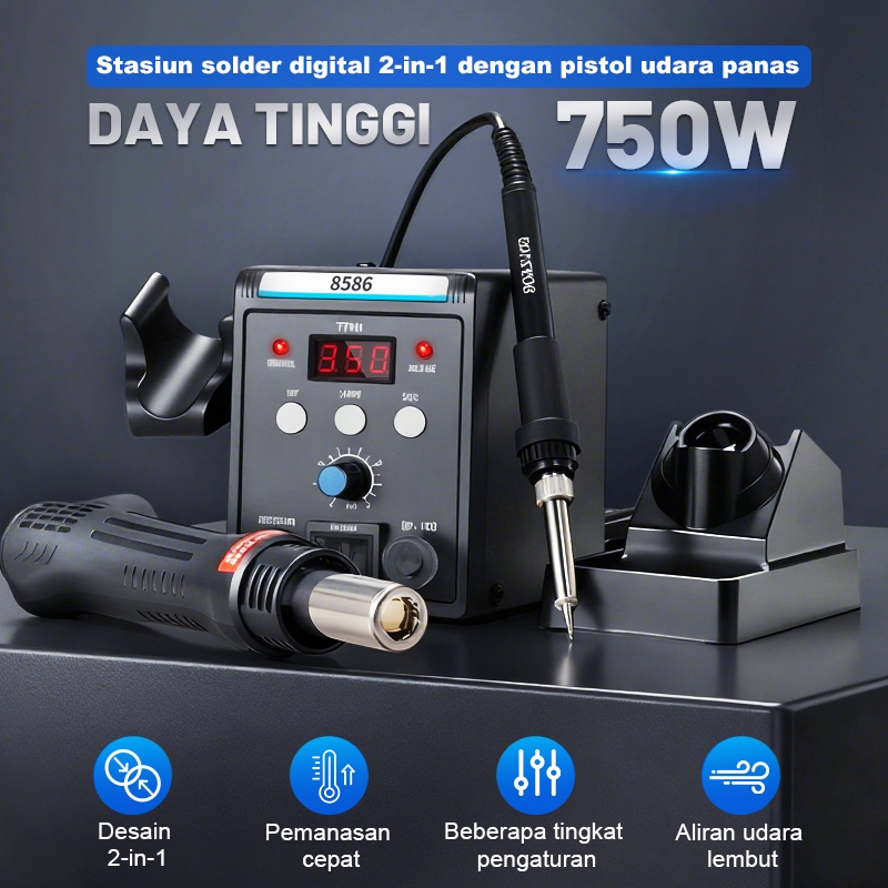 Jual Stasiun Solder 8586 700W 2 in 1 Digital Display SMD Ulang Hot Air ...