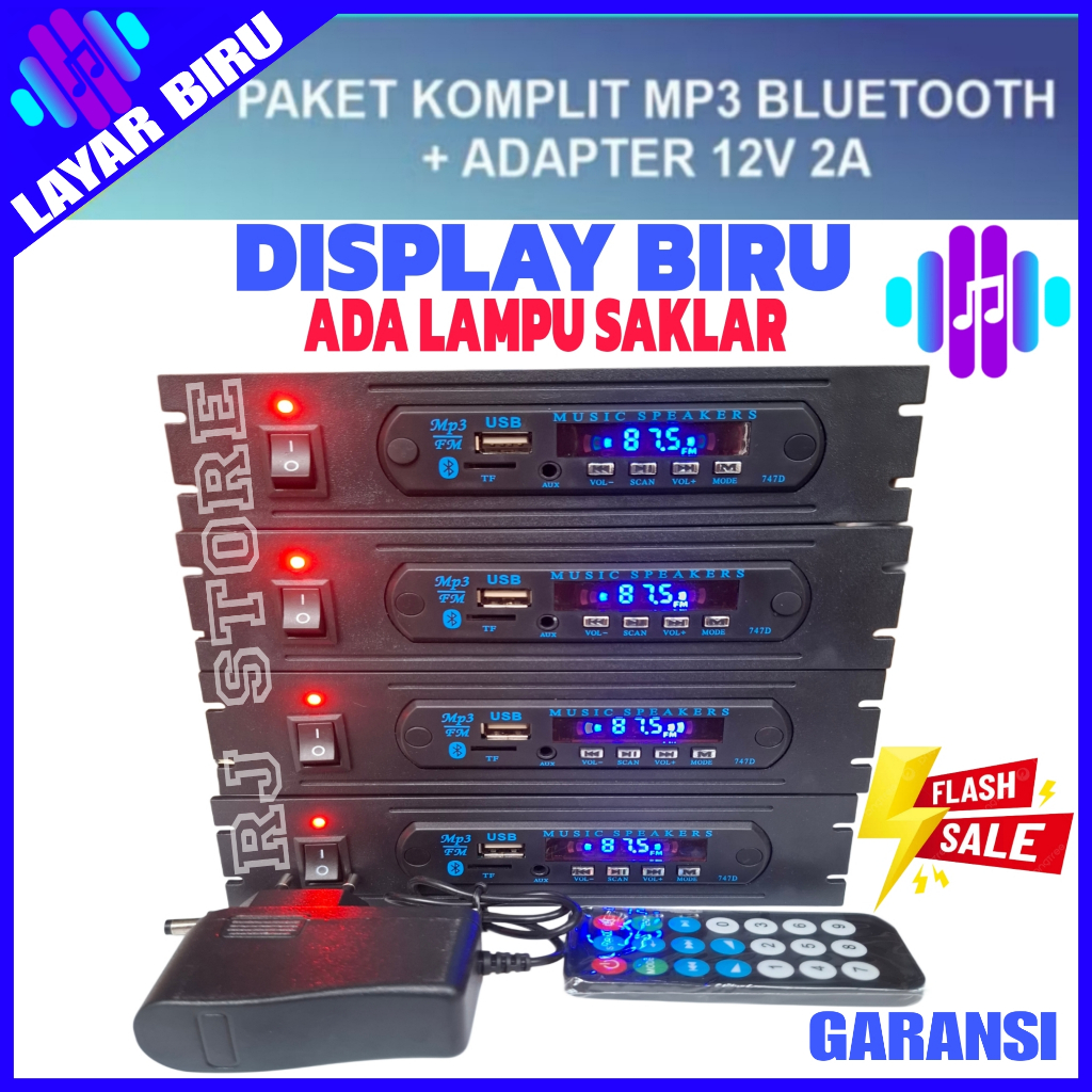 Jual DISPLAY BIRU PAKET LENGKAP MP3 BLUETOOTH 12V + REMOT + ADAPTOR ...