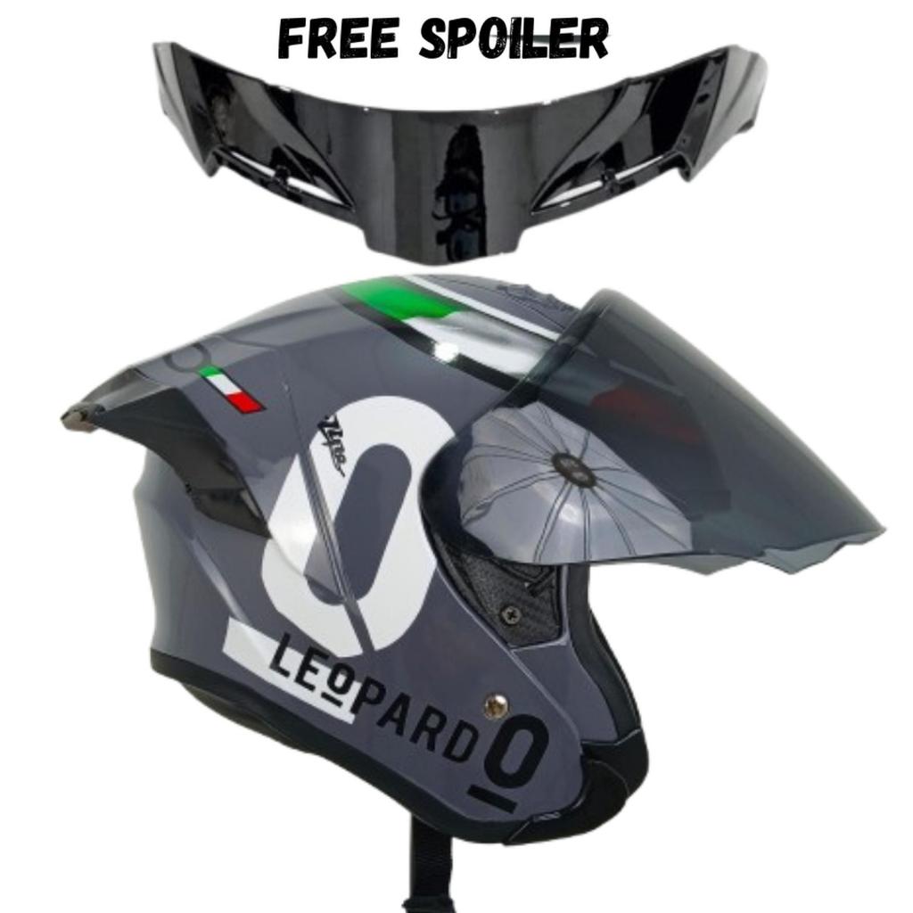 Jual Helm Half Face MLA HAKAI Motif Leopard Grey Glossy Paket Ganteng ...