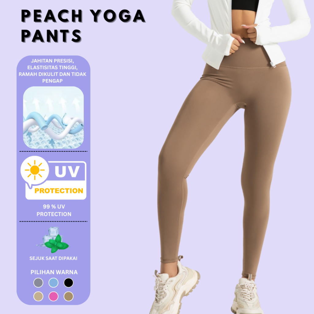 Jual Peach Yoga Pants Legging Wanita High Waist Anti Tembus | Celana ...