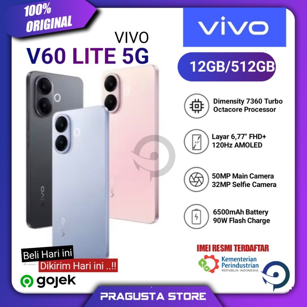 Jual VIVO V60 LITE 5G 12/512 GB ORIGINAL 100% Bergaransi Resmi Vivo Indonesia | Shopee Indonesia