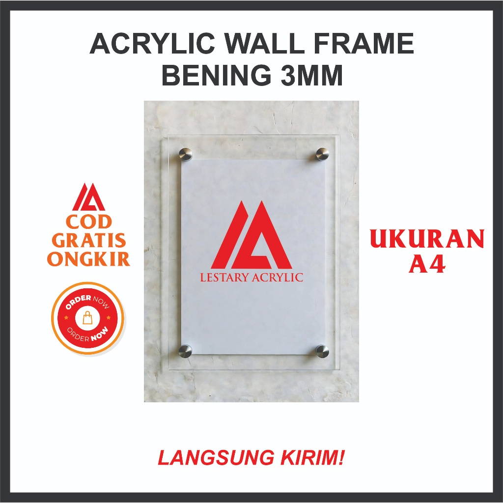 Jual Akrilik Poster Wall Frame Dinding Akrilik 3mm untuk Kertas Ukuran ...