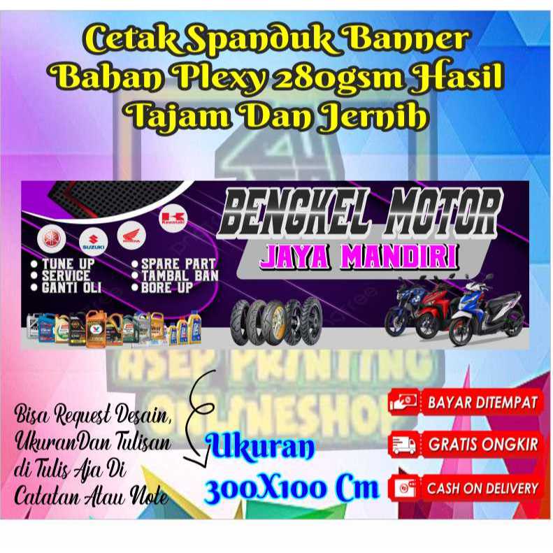 Jual CETAK SPANDUK BANNER 300X100 BENGKEL MOTOR JAYA MANDIRI UNGU ...