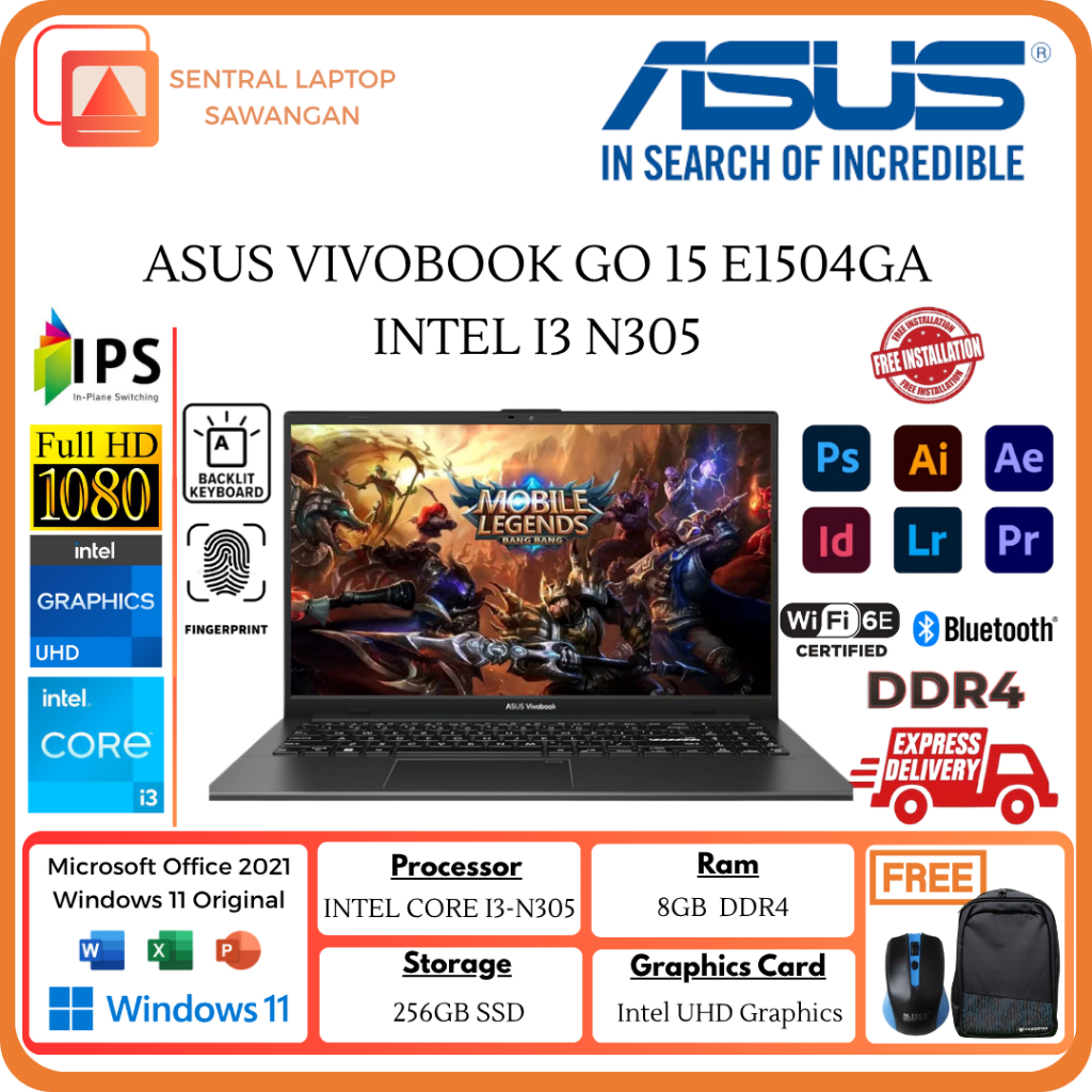Jual LAPTOP TERBARU ASUS VIVOBOOK GO 15 E1504GA Intel I3 N305 Ram 8GB ...