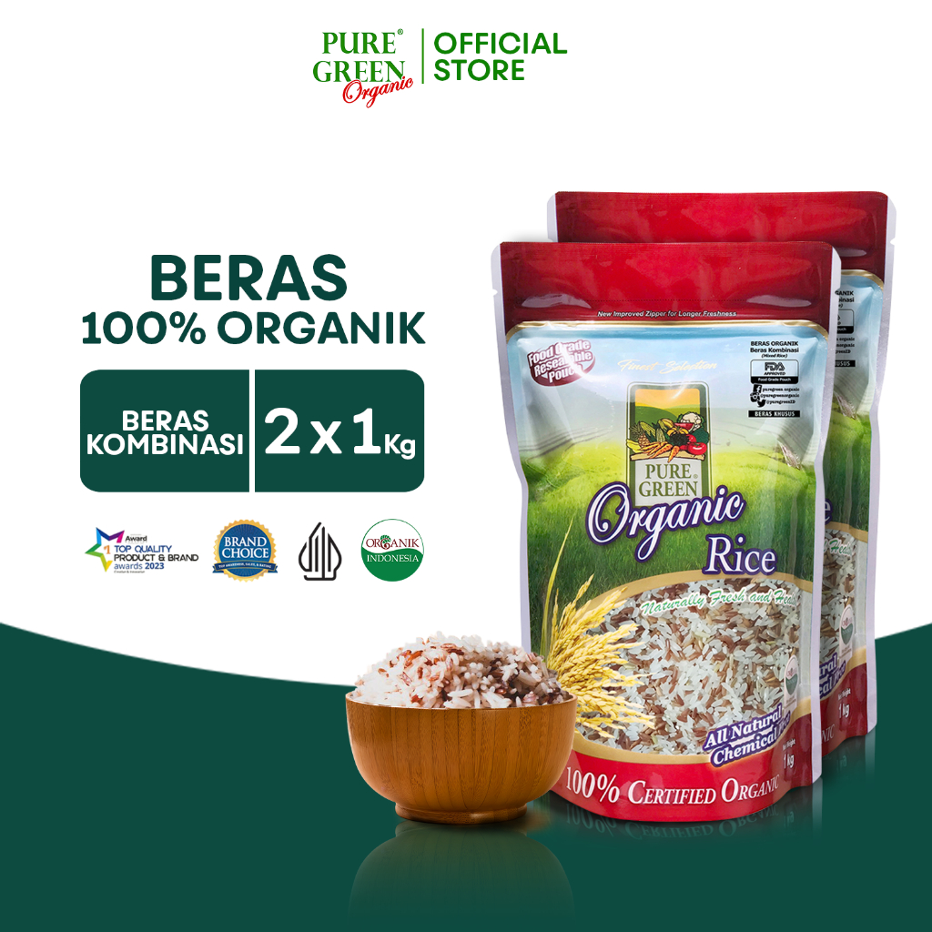 Jual PAKET 2 - PureGreen Organic Rice Beras Organik Merah Kombinasi 1 ...