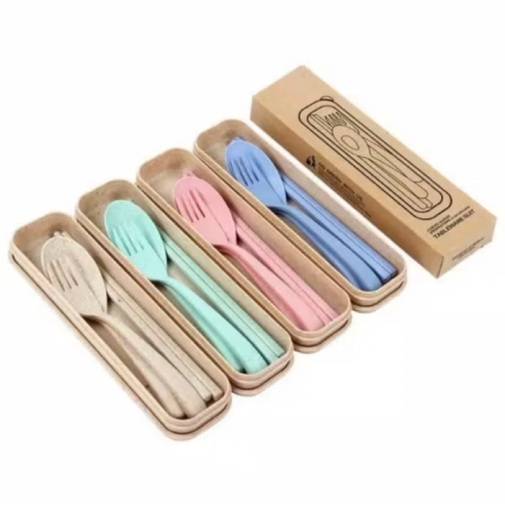 Jual Sendok Garpu Sumpit Jerami Set | Shopee Indonesia