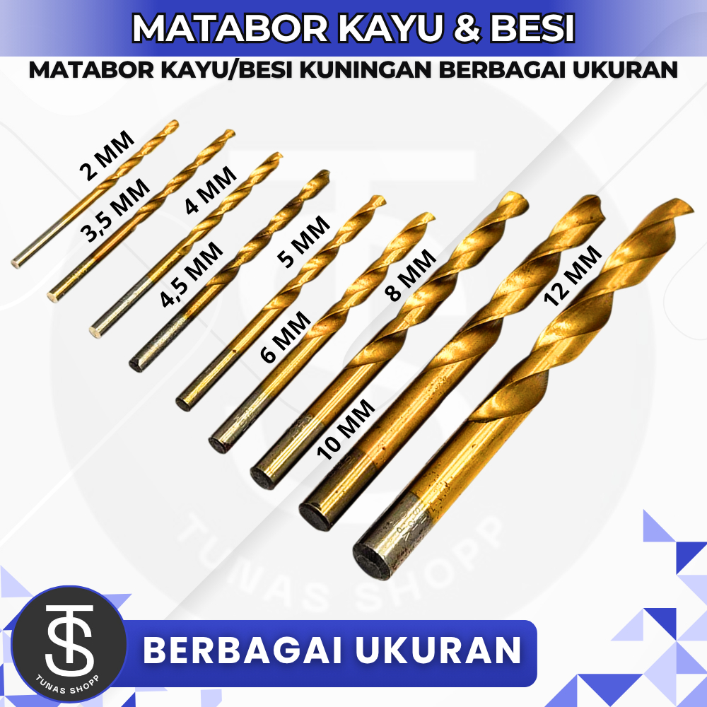 Jual MATA BOR KAYU DAN BESI WARNA GOLD / KUNING BERBAGAI UKURAN ...