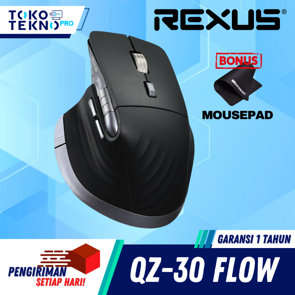 Jual Rexus Flow QZ30 / QZ-30 / QZ 30 Mouse Office Wireless Ergonomic Silent Click | Shopee Indonesia