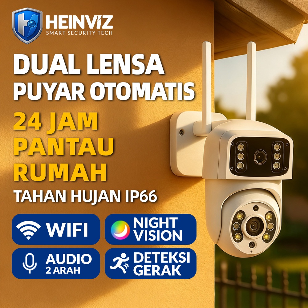 Jual Kamera CCTV WiFi Luar Ruangan Dua Lensa Putar Otomatis Tahan Hujan ...