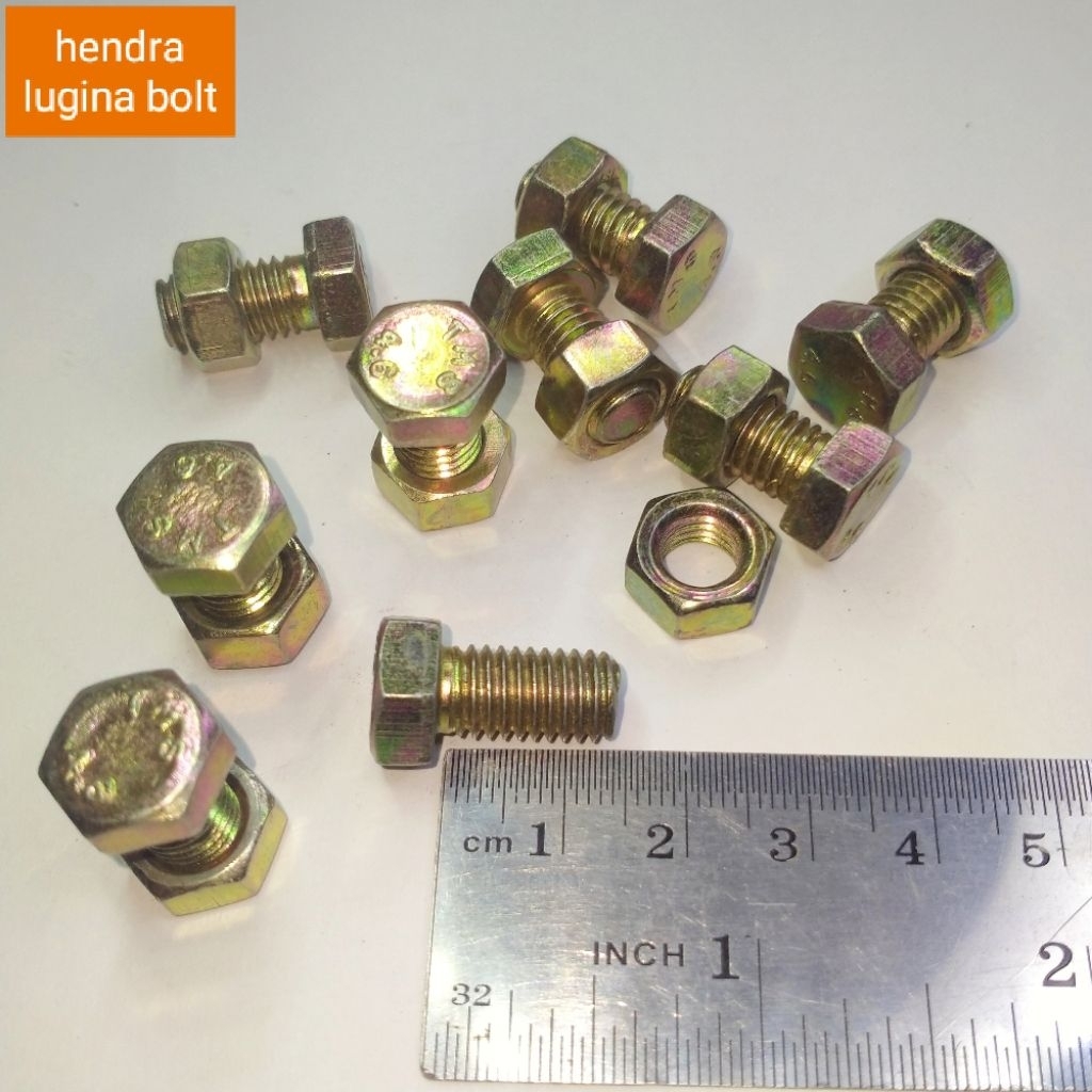 Jual baut rak siku m8x15 pitch 1,25 baut mur kunci 12 isi 10 pcs ...