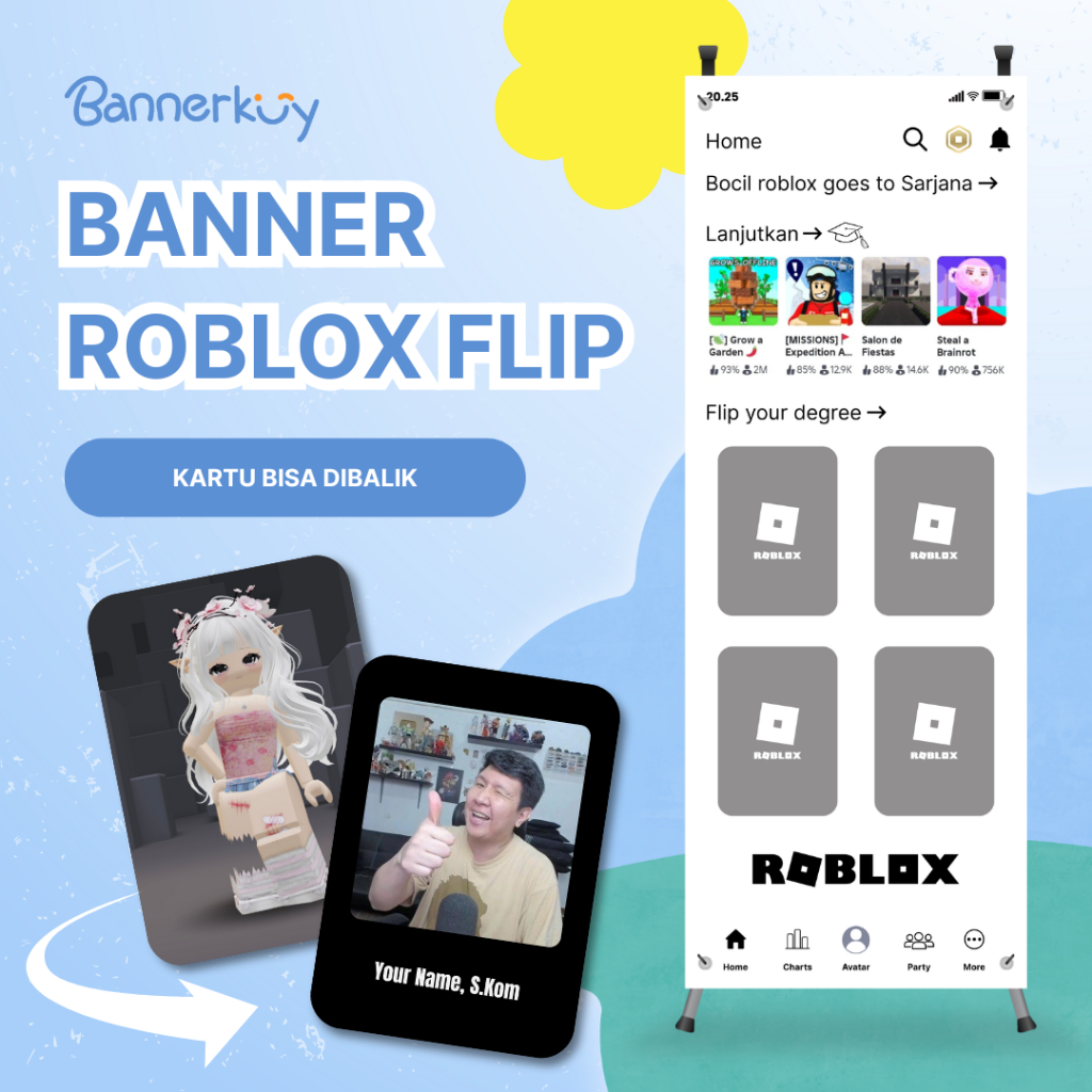 Jual [ROBLOX FLIP] X Banner Sidang/Wisuda Kekinian | 160 x 60 cm | REAL ...