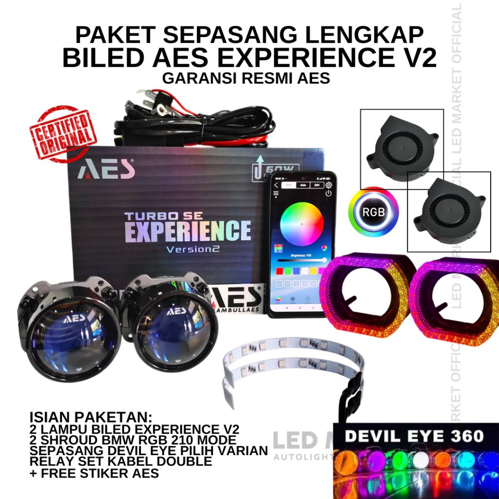 Jual COMBO PAKET HEMAT BILED AES TURBO SE EXPERIENCE 60 WATT ORIGINAL ...