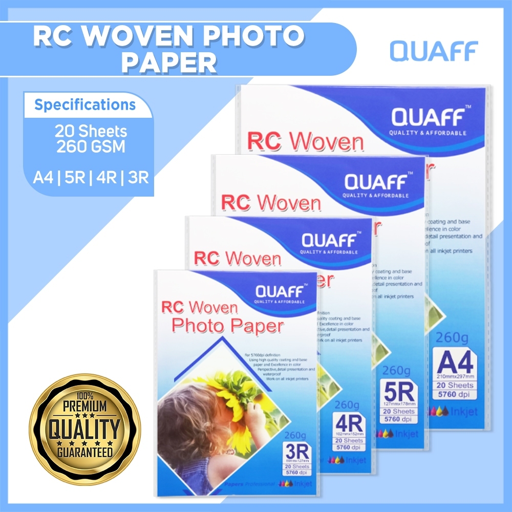 Jual Kertas Foto Woven QUAFF RC Tanpa Cetakan Belakang 260Gsm- Ukuran ...