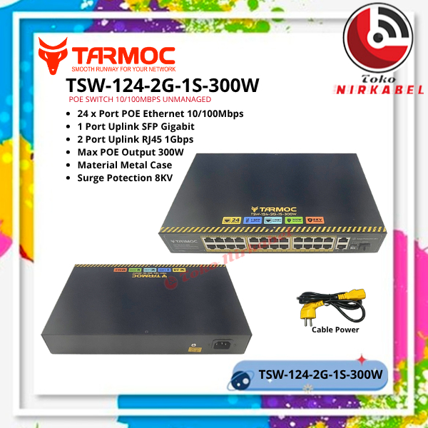 Jual Tarmoc TSW-124-2G-1S-300W Switch POE HUB CCTV IP CAMERA 24 PORT 10 ...