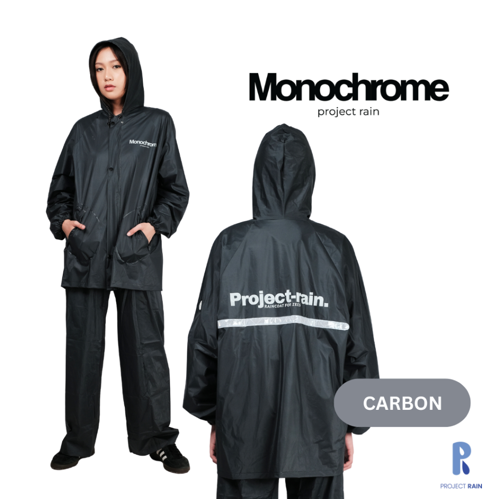 Jual Jas Hujan Monochrome Carbon Project Rain | Jas Hujan Estetik Hitam ...