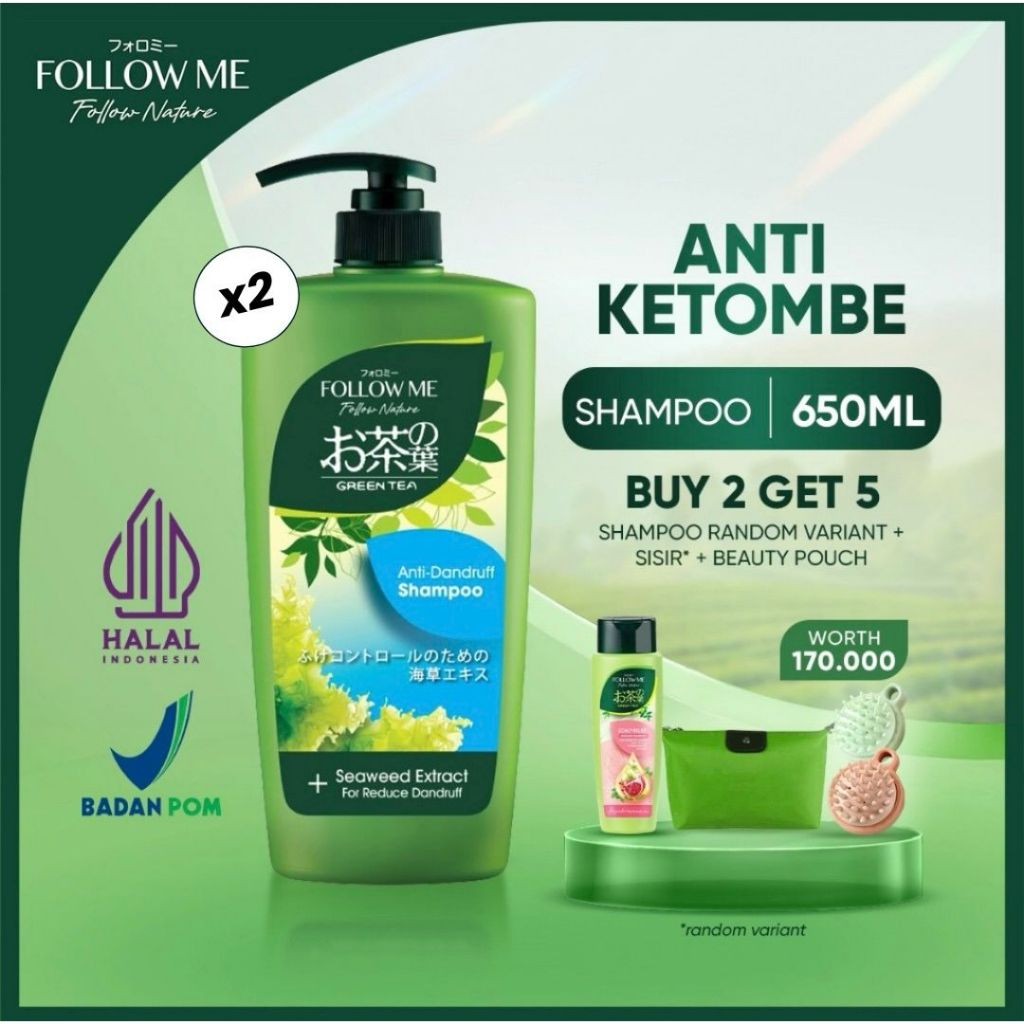 Jual BUY 2 GET 5 - Follow Me Follow Nature Green Tea - Anti-Dandruff ...