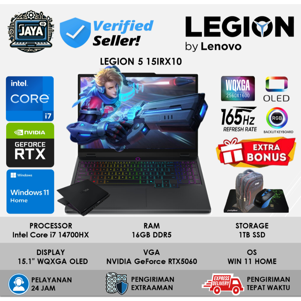 Jual Lenovo Legion 5I 15IRX10 43ID Intel Core i7 14700HX RTX5060 Ram ...