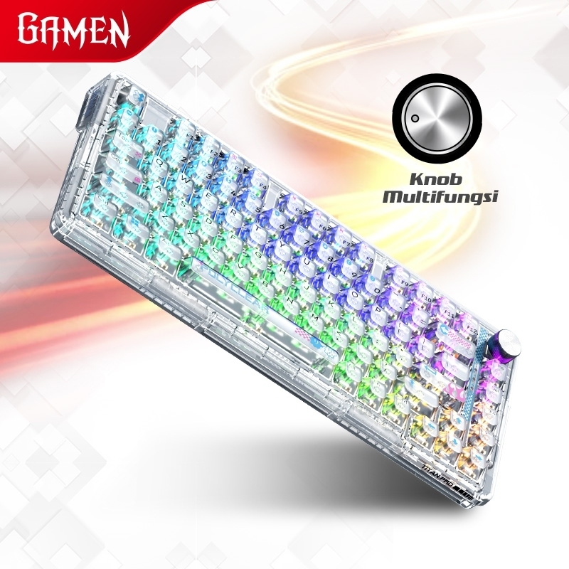 Jual GAMEN Titan Pro Transparent Mechanical Gaming Keyboard Type-C RGB ...