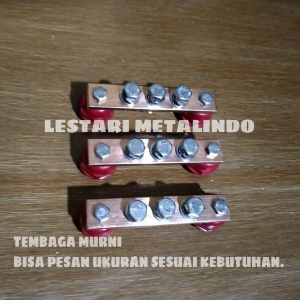 Jual busbar tembaga 5mm x 30mm x 150mm 3baut M6 + dudukan isolator ...