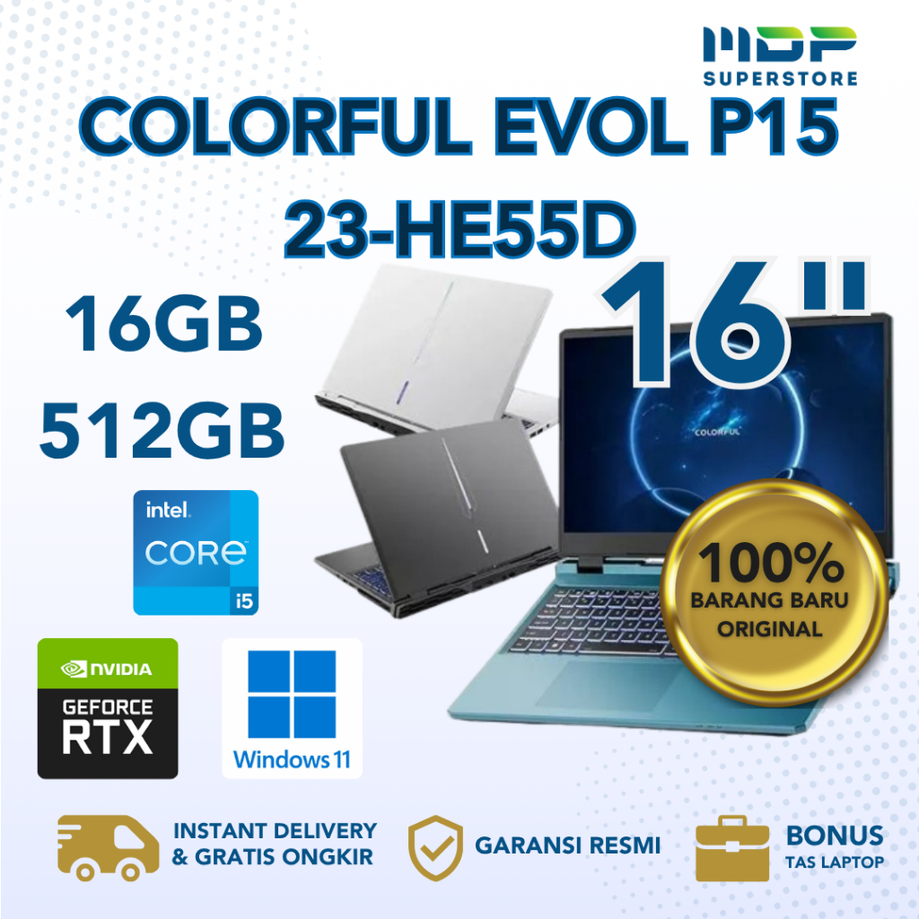 Jual LAPTOP COLORFUL EVOL P15 23-HE55D INTEL CORE I5-12450H 1X16GB DDR5 ...