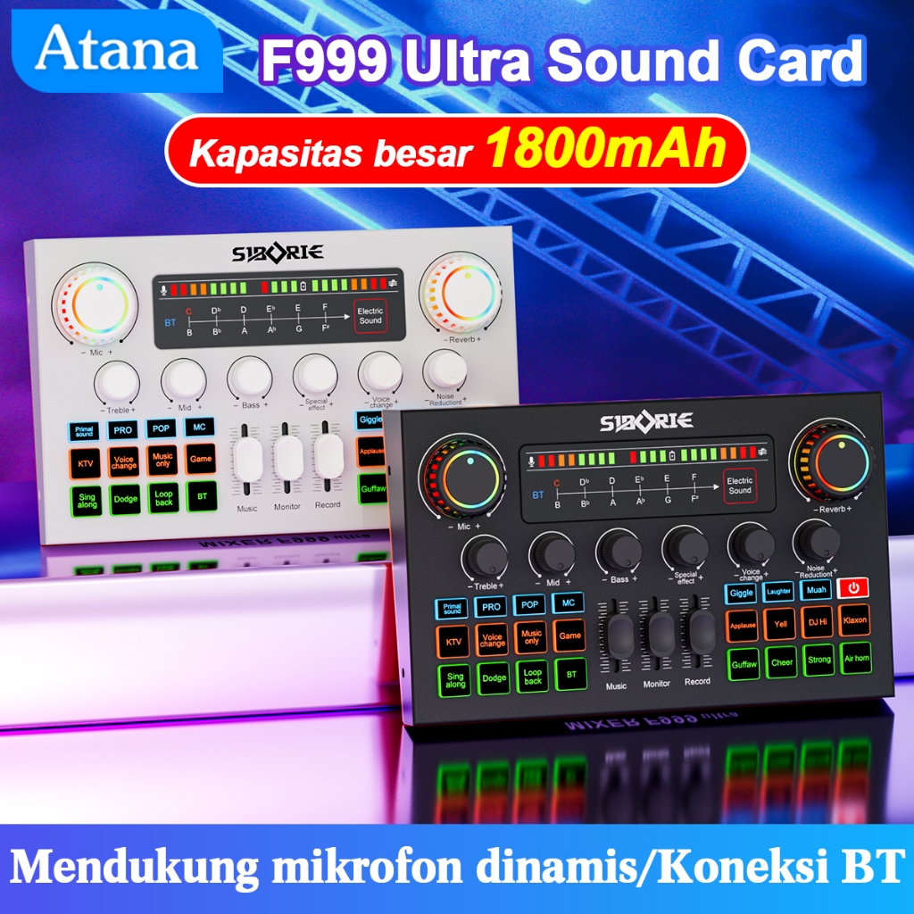 Jual Atana F999 Ultra Soundcard Mixer Bluetooth Sound Card Dilengkapi dengan layar sentuh For ...
