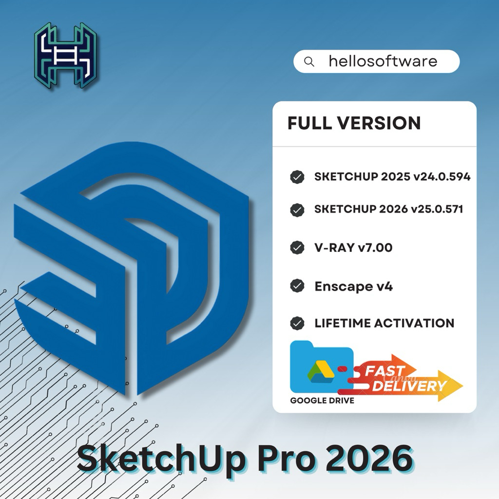 Jual (WIN/MAC) Sketchup Pro 2026/2025/2024 + V-Ray + Enscape + Plugins ...