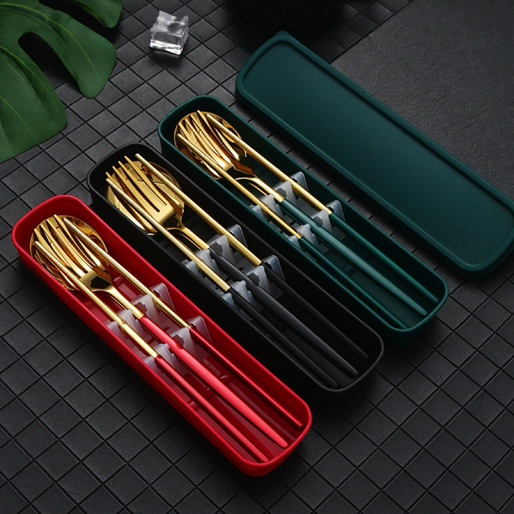 Jual Sanco | SC399 Set Alat Makan Emas 3in1 Korea Stainless Steel ...