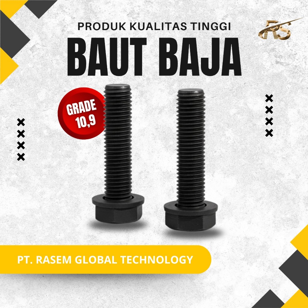 Jual Baut Baja Hitam M20-M24 Tidak Include Mur Grade10.9 Hex Full Drat ...