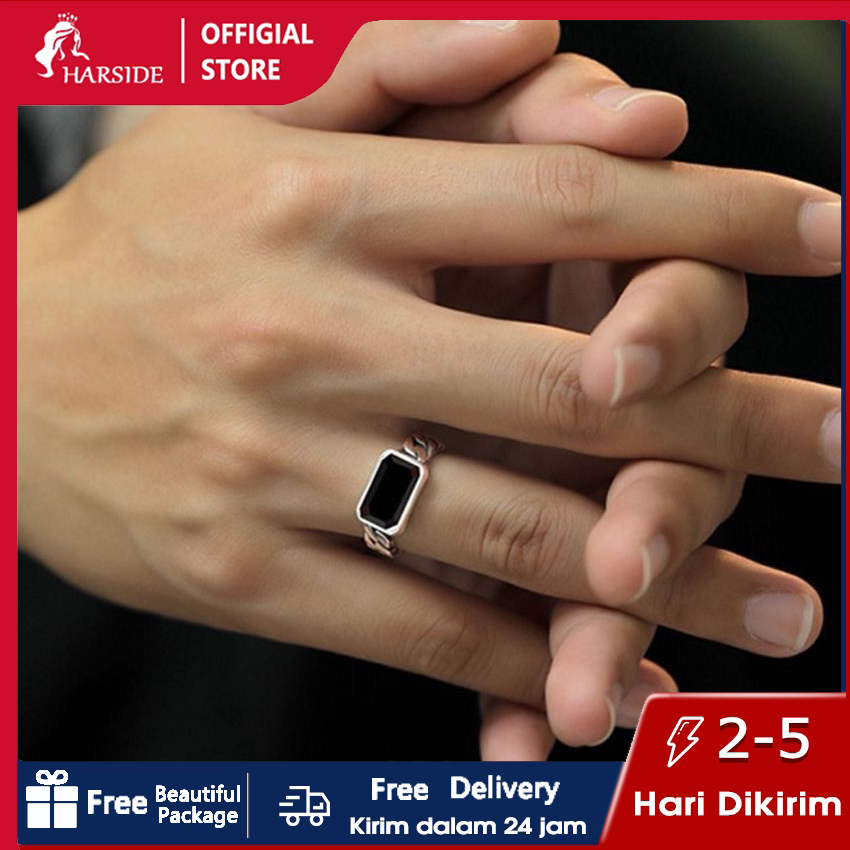 Jual COD Free Gift Box Cincin jari telunjuk perak 925 batu obsidian ...