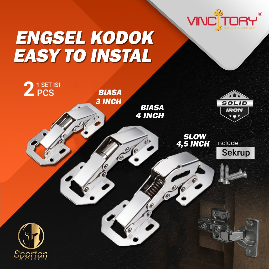Jual Engsel Kodok Plate Hinge 90 Derajat Pintu Lemari Kitchen Set Tanpa ...