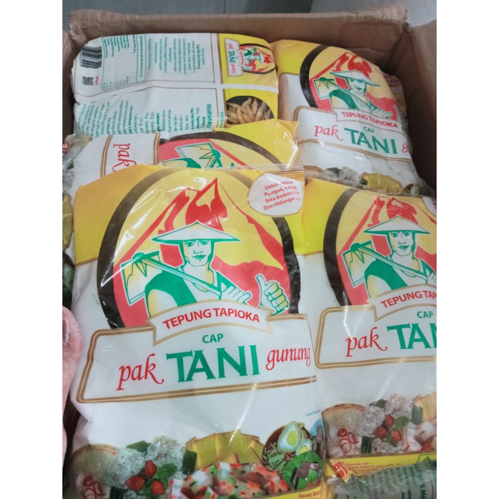 Jual ( 20 pcs) 1 Dus Tepung Sagu/Tapioka Cap Pak Tani gununng 500g ...
